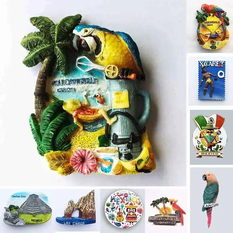 Mexico-CANCUN-Tourist-Souvenirs-Fridge-Magnets-Margaritaville-Chichen ...