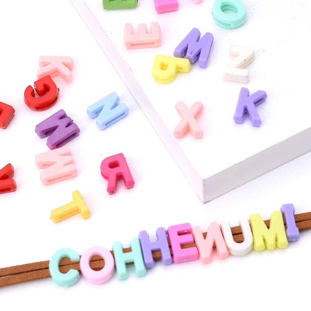 100pcs/Lot Macaroon Random Mix Letters Beads 3d Acrylic Alphabet Spacer ...