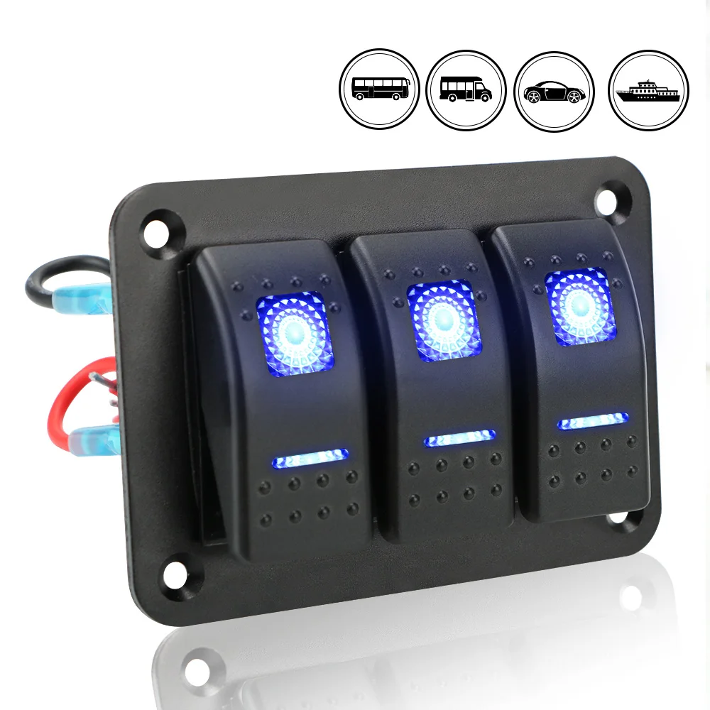 Overload-Protection-ON-OFF-Lights-3-Gang-Rocker-Switch-Panel-Car-Truck ...