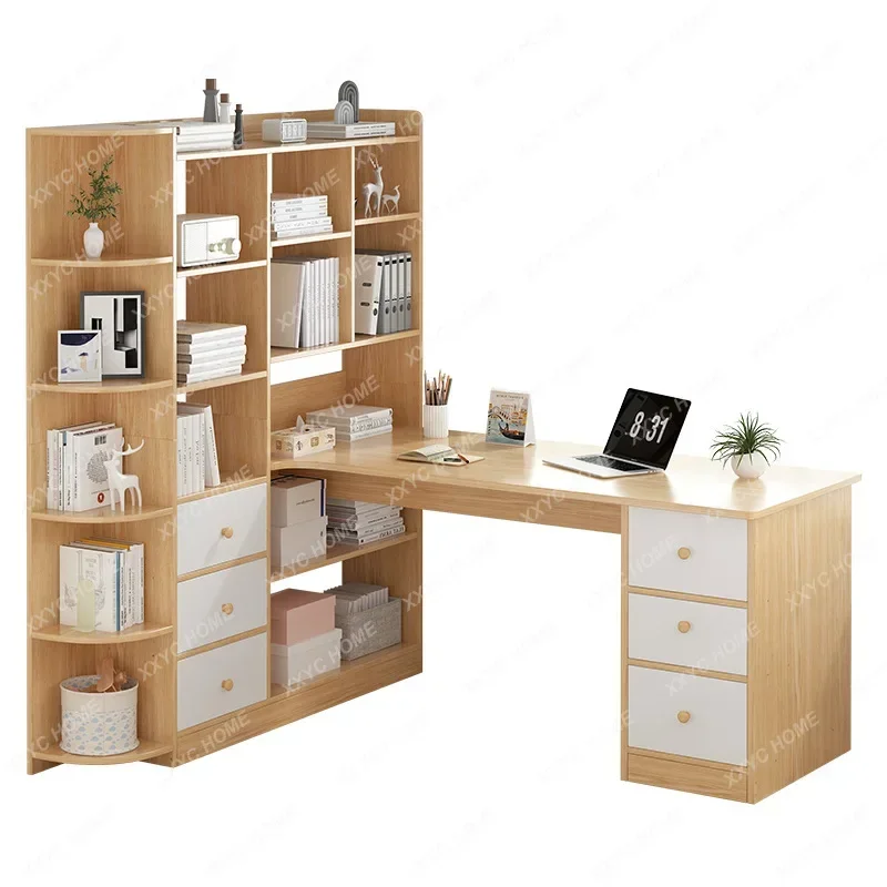 Computer-Desk-Bookshelf-Integrated-Shelves-Drawers-Large-Laptop-Home ...