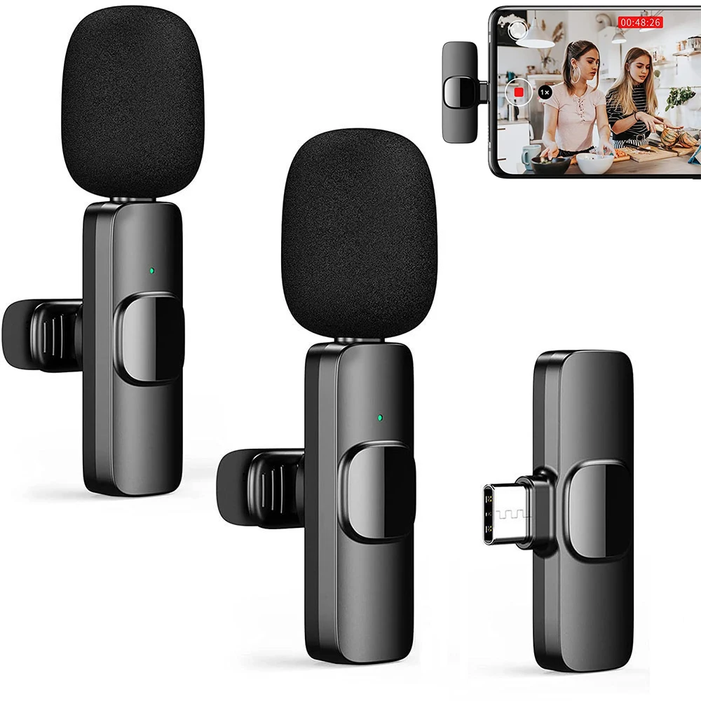 K60 Wireless Lavalier Microphone Audio Video Recording Mini Mic For ...