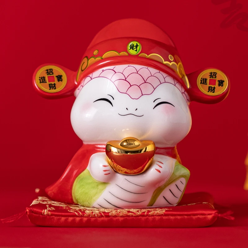 5 Inch Ceramic Snake Money Box Statue Animal Decoration Figure Ophidian ...