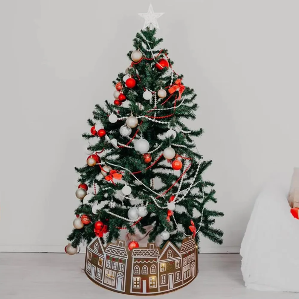 Christmas-Tree-Collar-Gingerbread-House-Tree-Skirt-Collar-with-LED ...