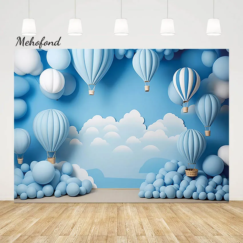 Mehofond-Hot-Air-Balloon-Photography-Backdrop-Dreamy-Blue-Sky-Clouds ...