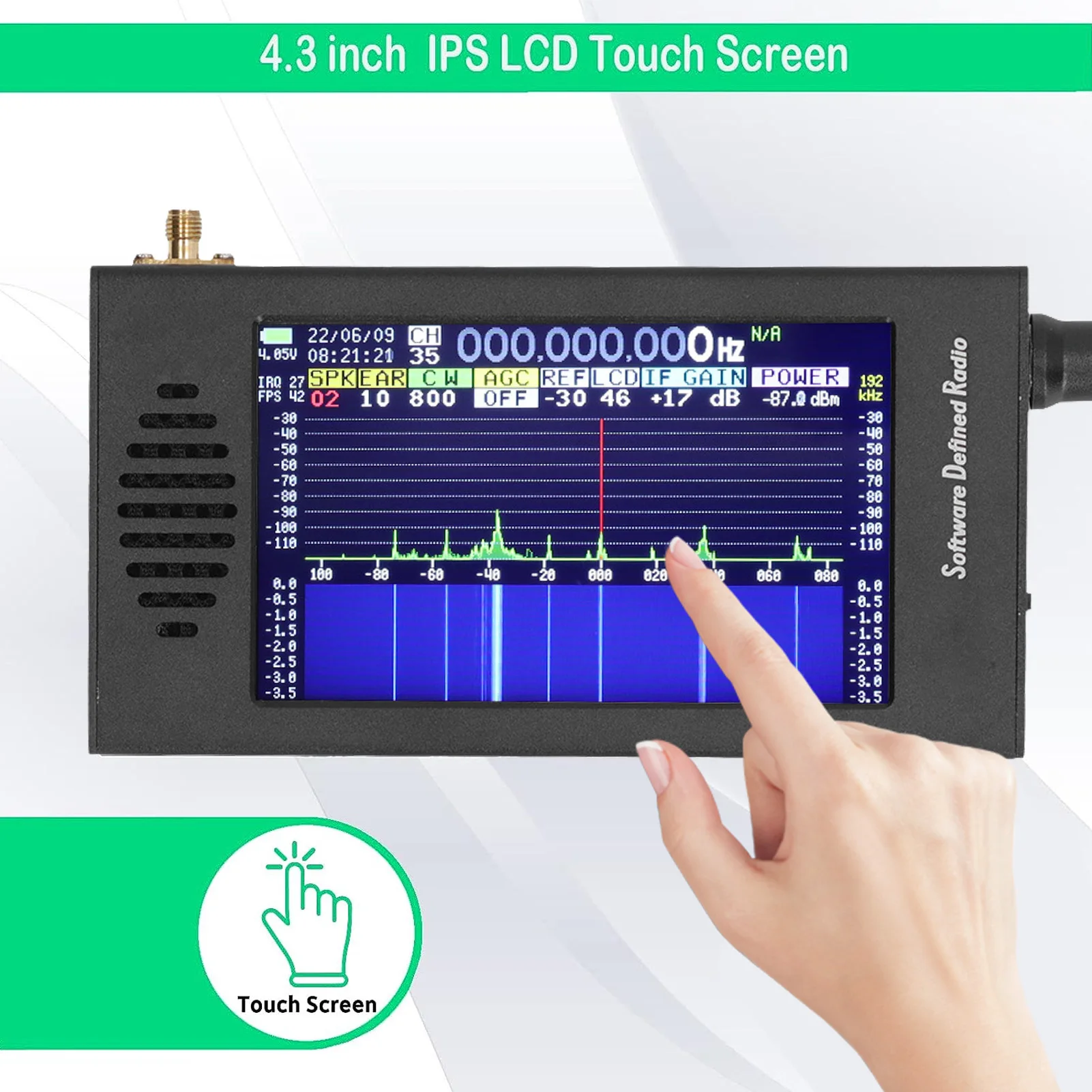 DSP-SDR-Radio-Receiver-4-3-Inch-Touch-Screen-100KHz-To-149MHz-FM-MW-SSB ...