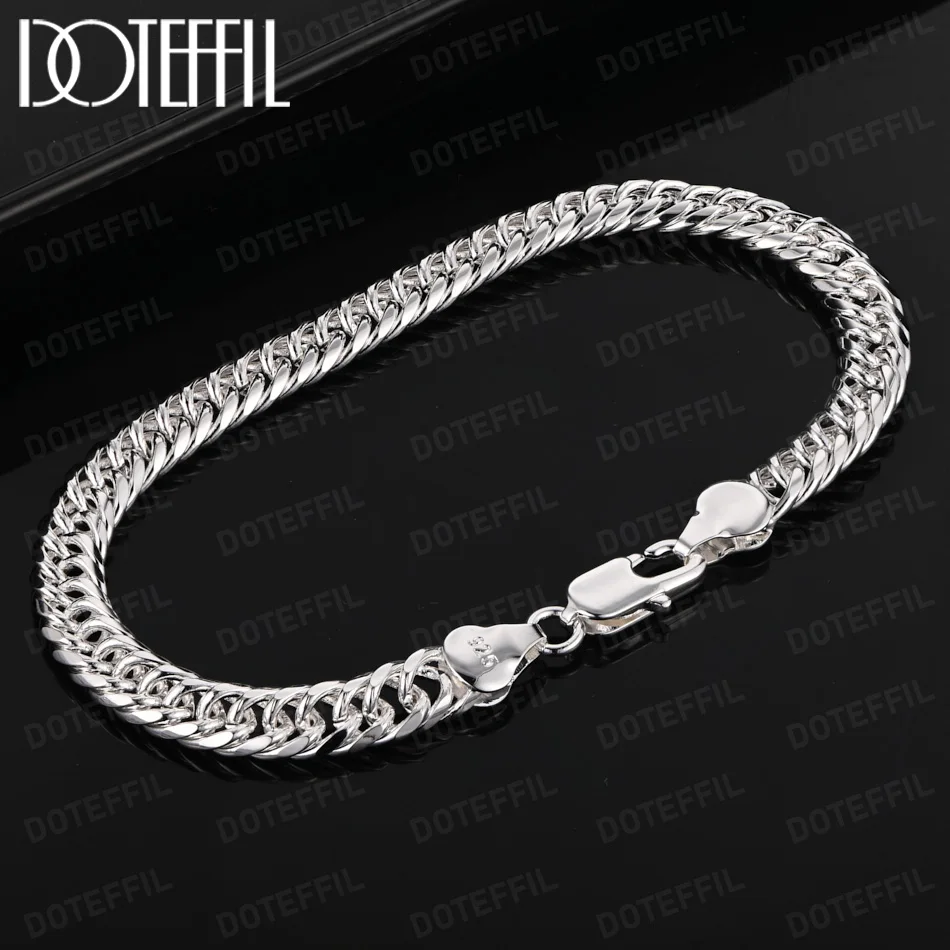DOTEFFIL 6MM Geometric Chain Bracelets Fashion Original Brand 925 ...