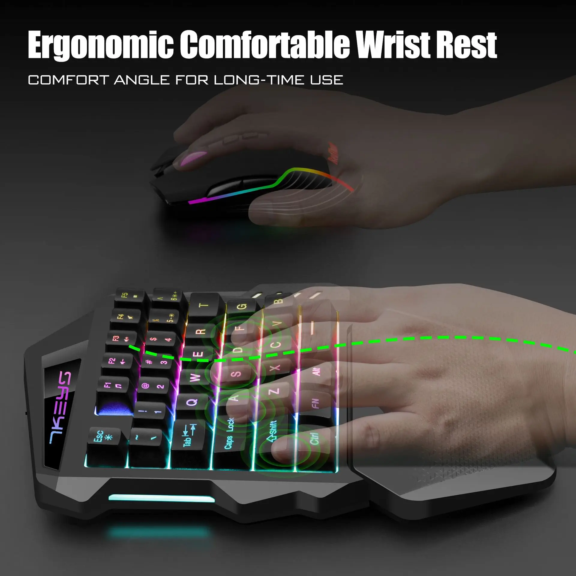 Single-handed-game-keyboard-2-4G-wireless-illuminated-left-hand-esports ...