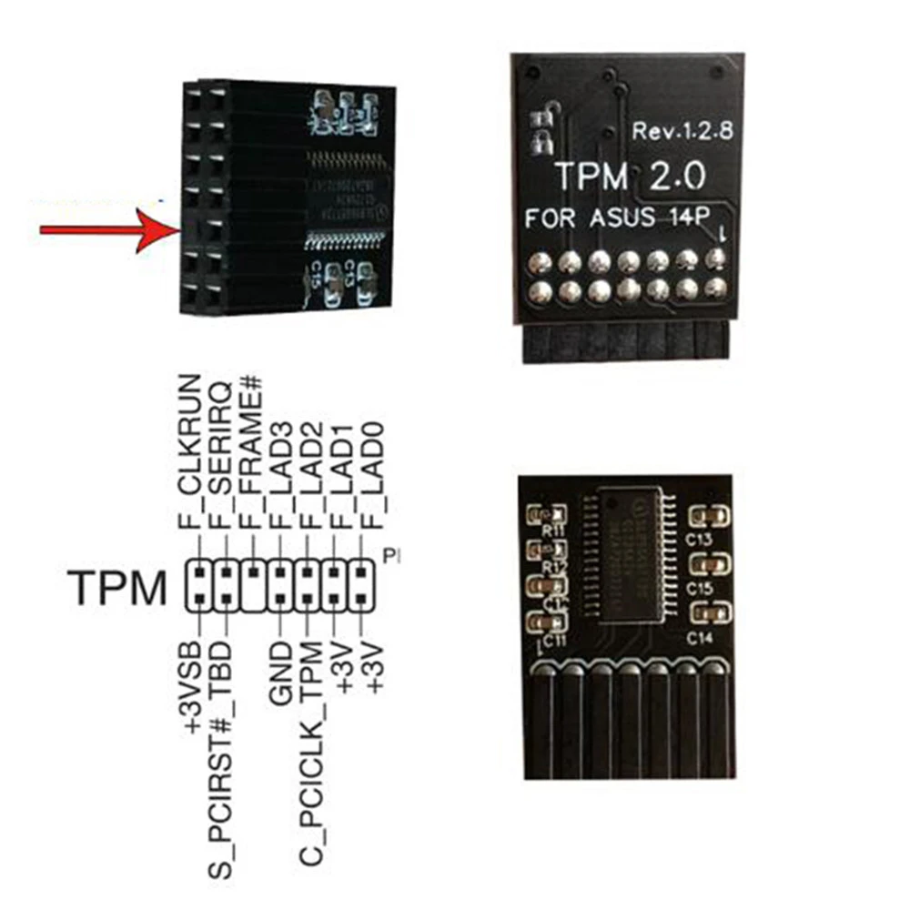 1pc-Brand-New-SPI-14Pin-LPC-14-20Pin-Interface-TPM-2-0-Security-Module ...