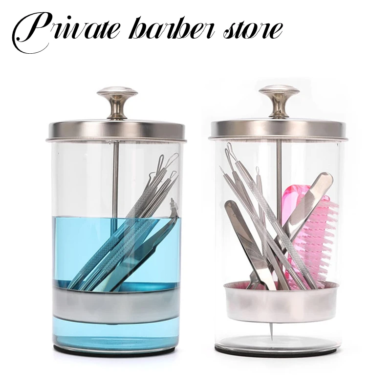 Barber Disinfectant Jar Hair Dressing Disinfection Bottle Scissors Comb ...