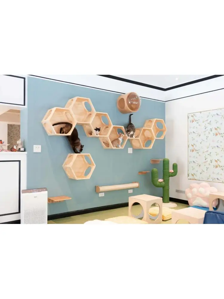 Pet-Cat-Climbing-Frame-Wall-Mounted-Rack-Warm-Luxury-Wooden-Space ...