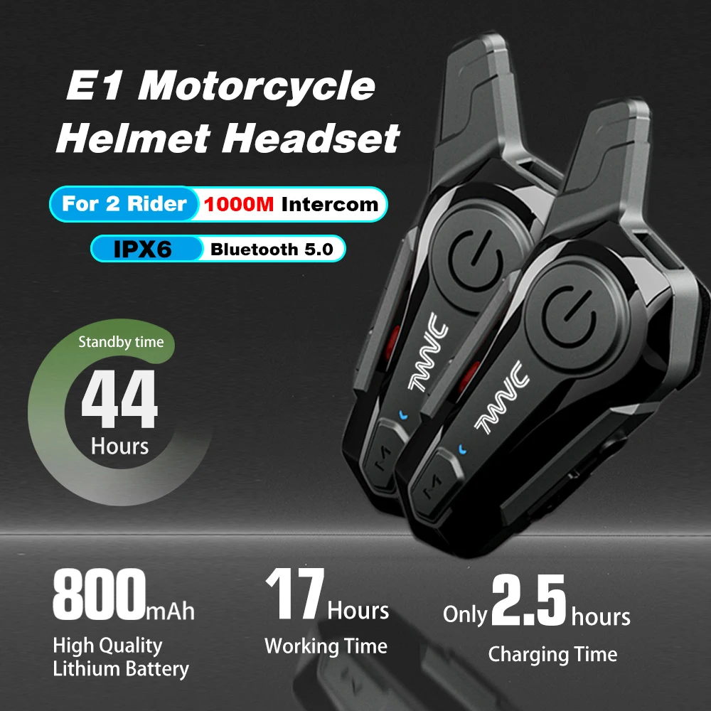 Oreillette Bluetooth pour moto, appareil de communication pour casque ...