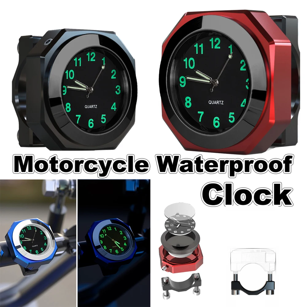Universal-Luminous-22-28mm-Clock-Motorcycle-Handlebar-Mount-Waterproof ...