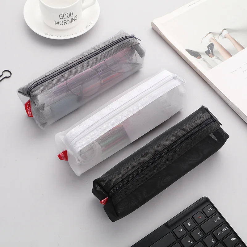 Transparent-Pencil-Case-Mesh-Pencil-Bag-For-Kids-Girls-Gift-Office ...