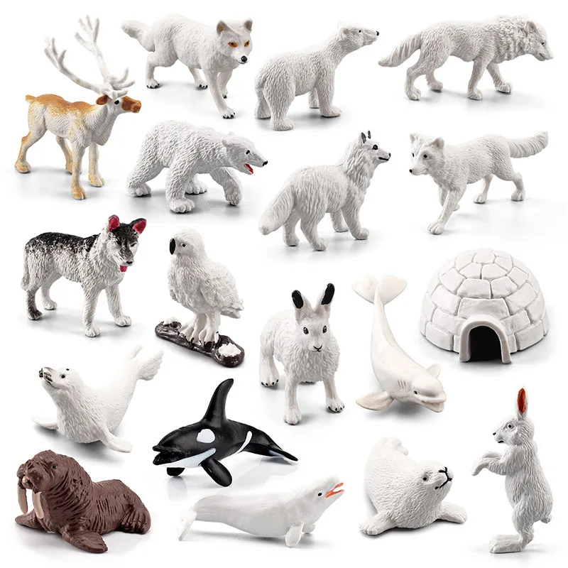18pcs-Mini-Arctic-Animals-Set-Arctic-Fox-Polar-Bear-Reindeer-Igloo ...