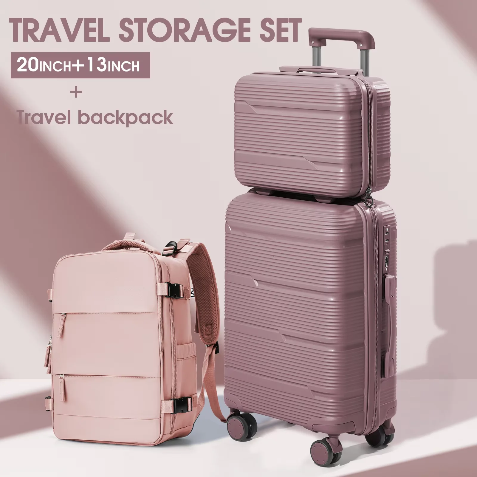 Travel Suitcase set 3 Piece Rolling Carry on Luggage Set Women Men ...