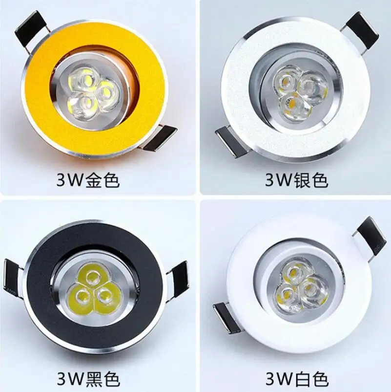 110v-220v Led Spot Downlights 3w 55mm Hole White/silver/black/gold ...