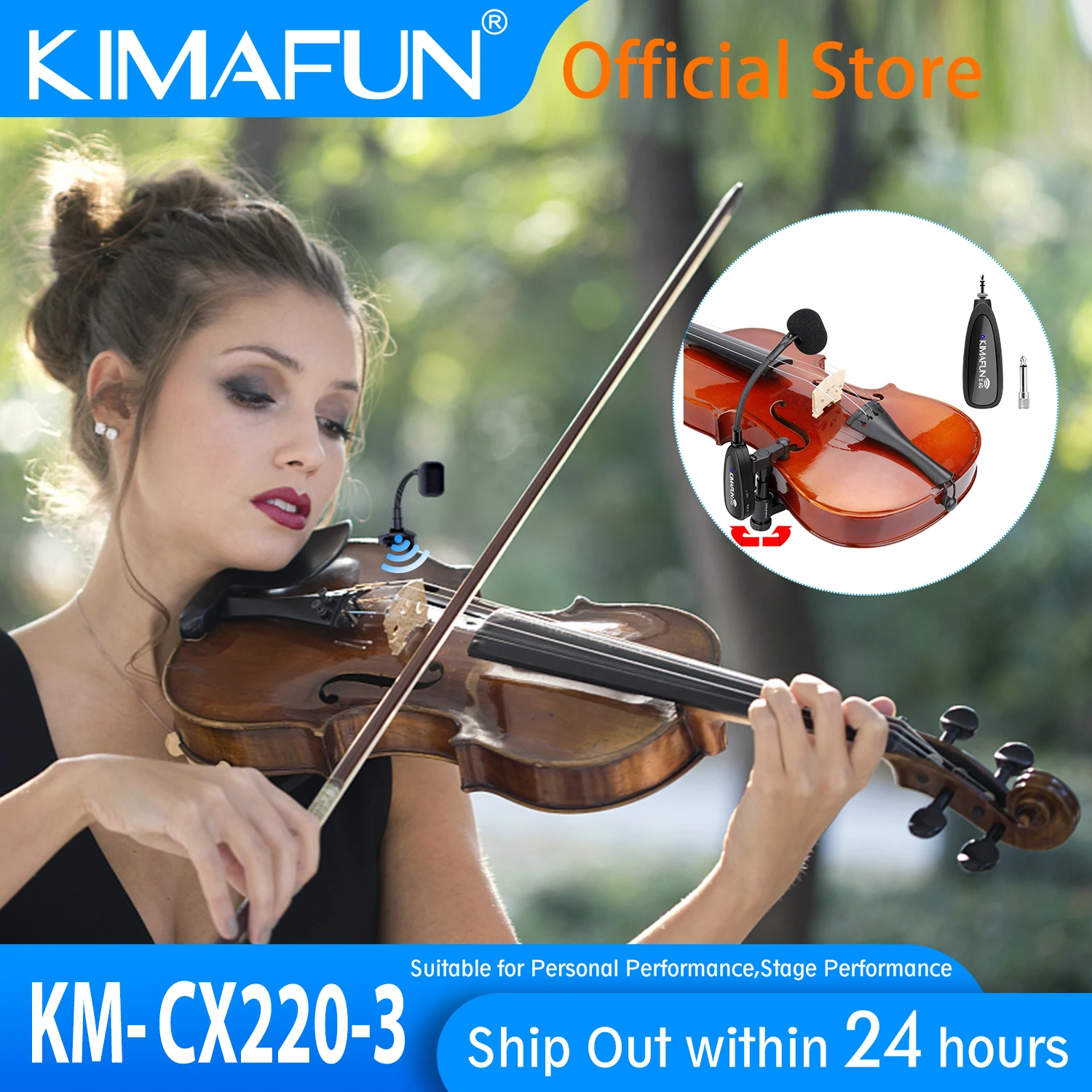 KIMAFUN-Violin-Microphone-Wireless-2-4G-Gooseneck-Pick-Up-Instrument ...