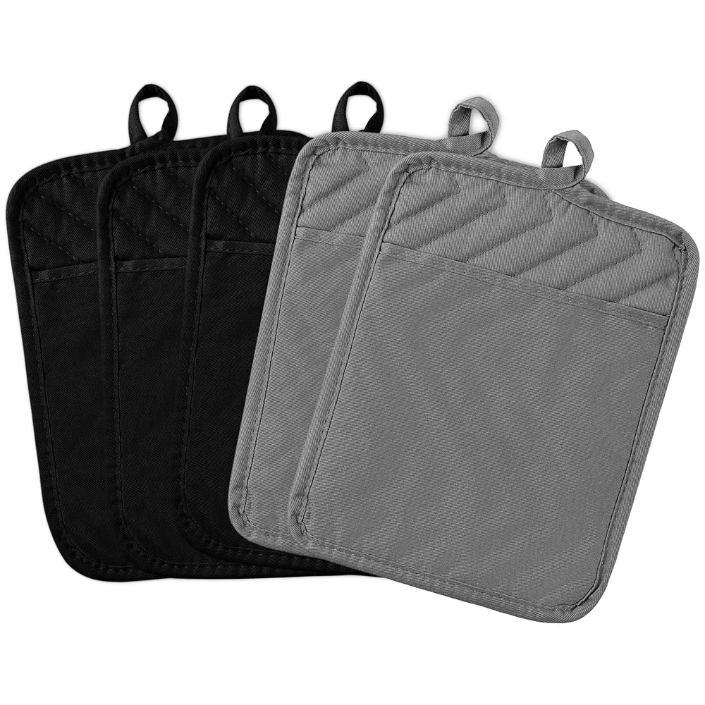 5Pcs Cotton Pot Holder Set Solid Color Rectangle Heat Pad Holder With ...