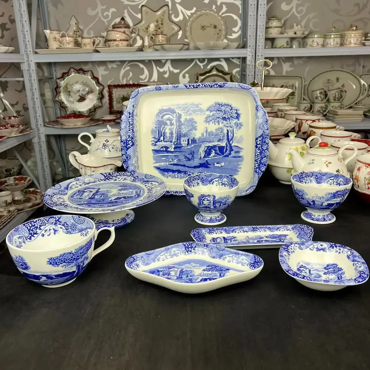British impression Italian blue glaze medium color dinner Salad ...
