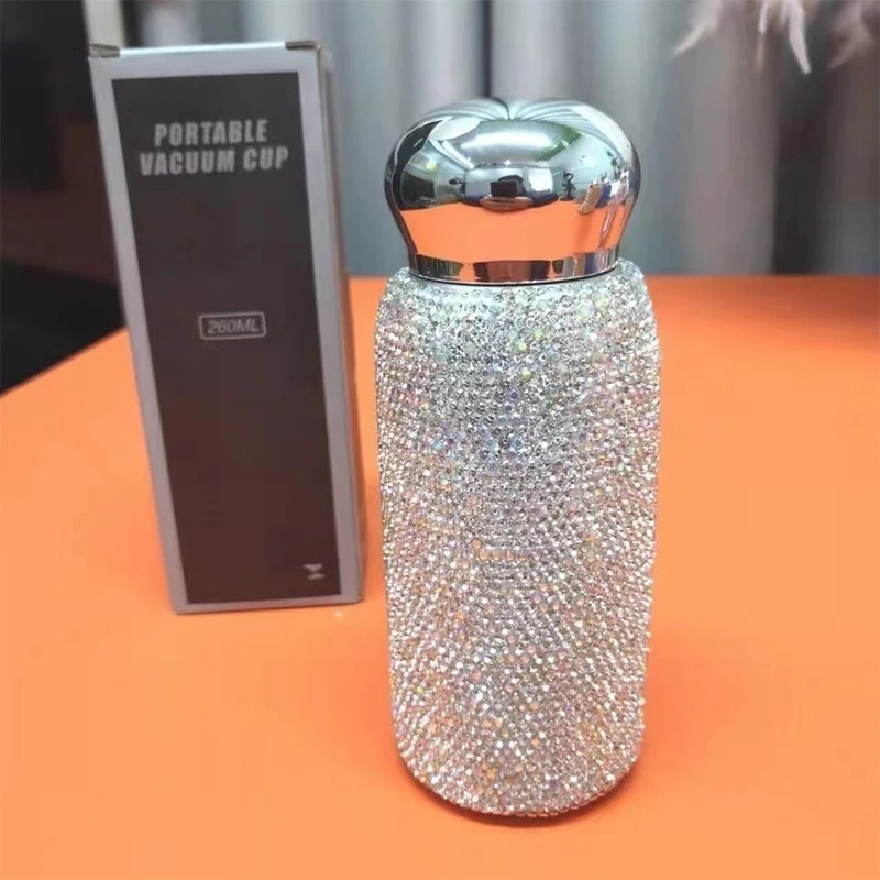 260ml-Rhinestone-Stainless-Steel-Insulated-Cup-Bling-Diamond-Thermos ...