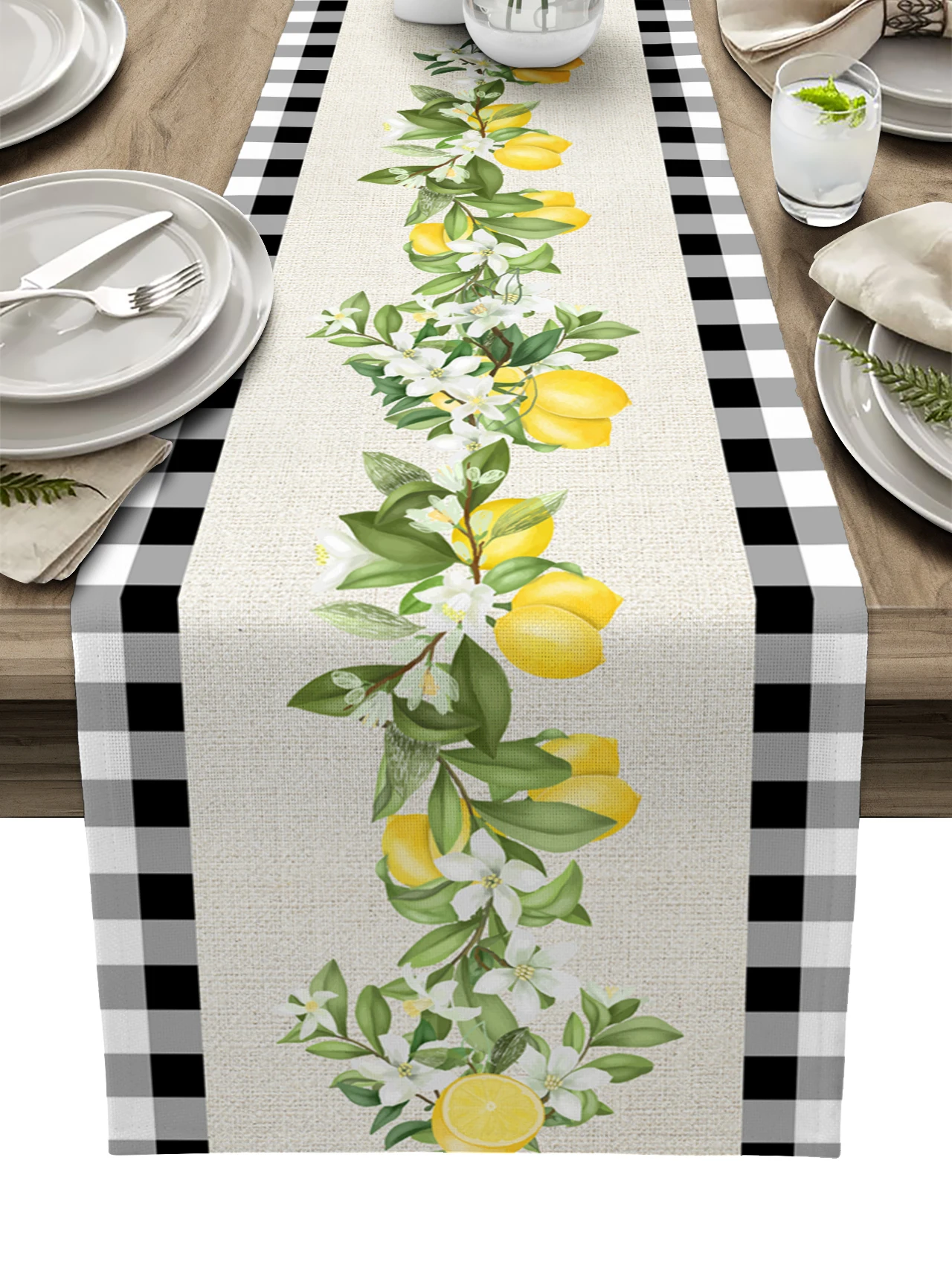Summer-Plaid-Lemon-Pattern-Table-Runner-for-Dining-Table-Country-Decor ...