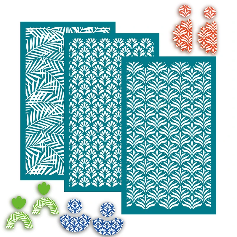Reusable-Silk-Screen-Stencils-for-Polymer-Clay-Flowers-Leaves-European ...