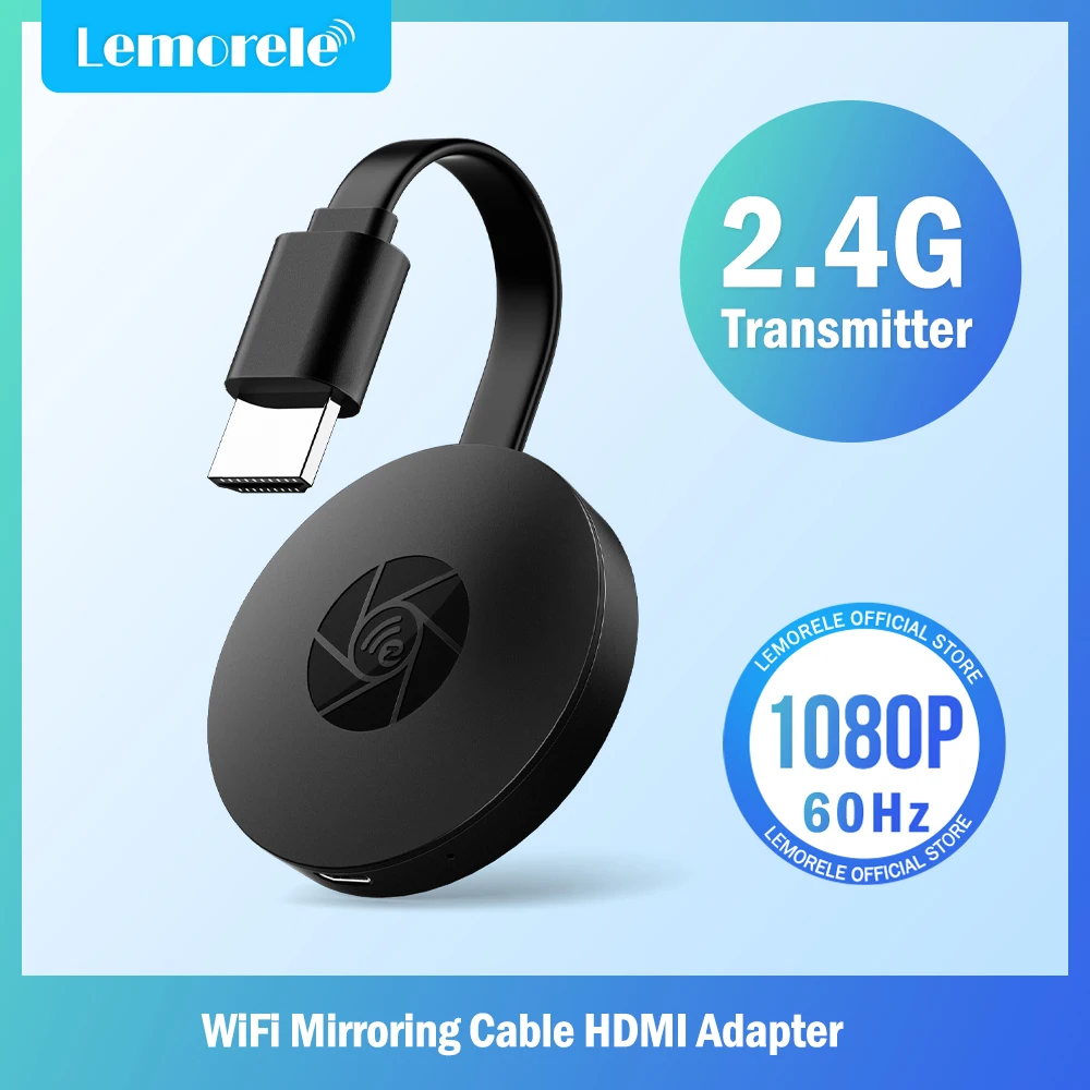 Lemorele 2.4G Wireless WiFi Mirroring Cable HDMI-compatible Adapter ...