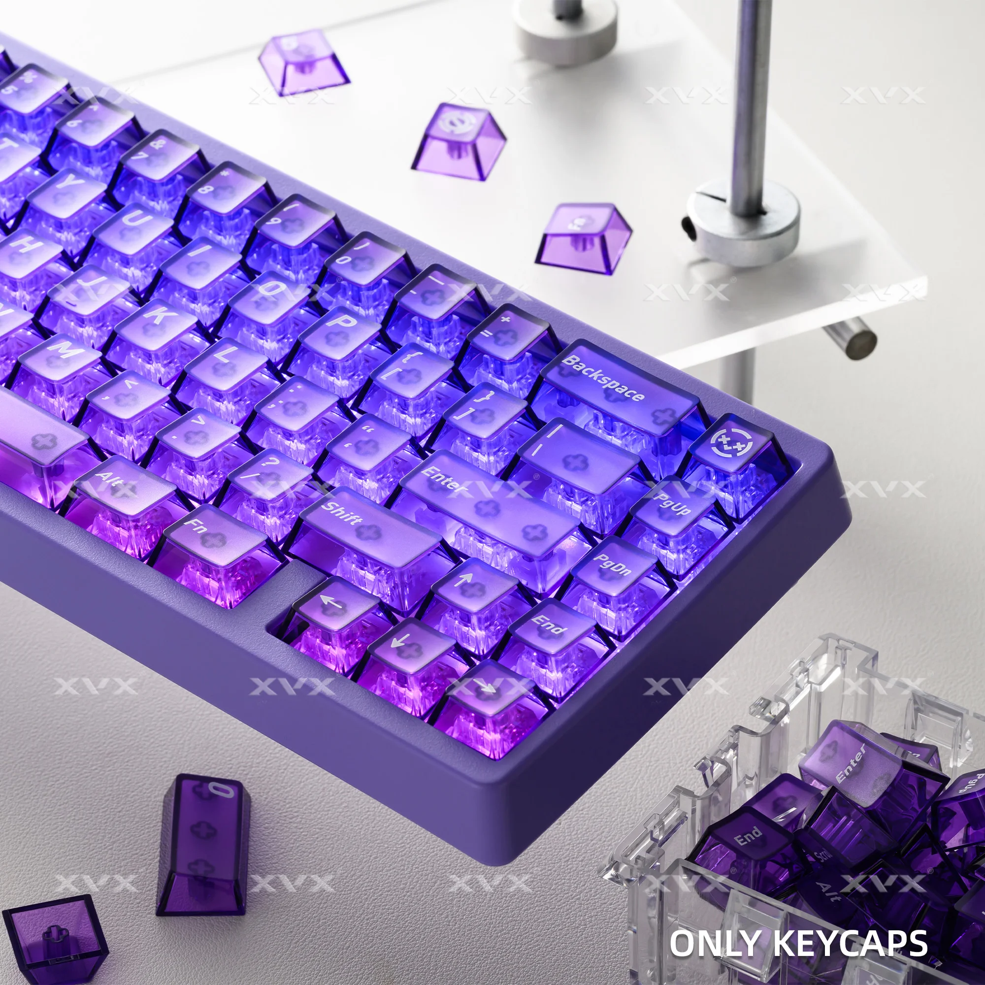 XVX Purple Transparent Keycaps 119 Keys PC Crystal Clear Key Caps for ...