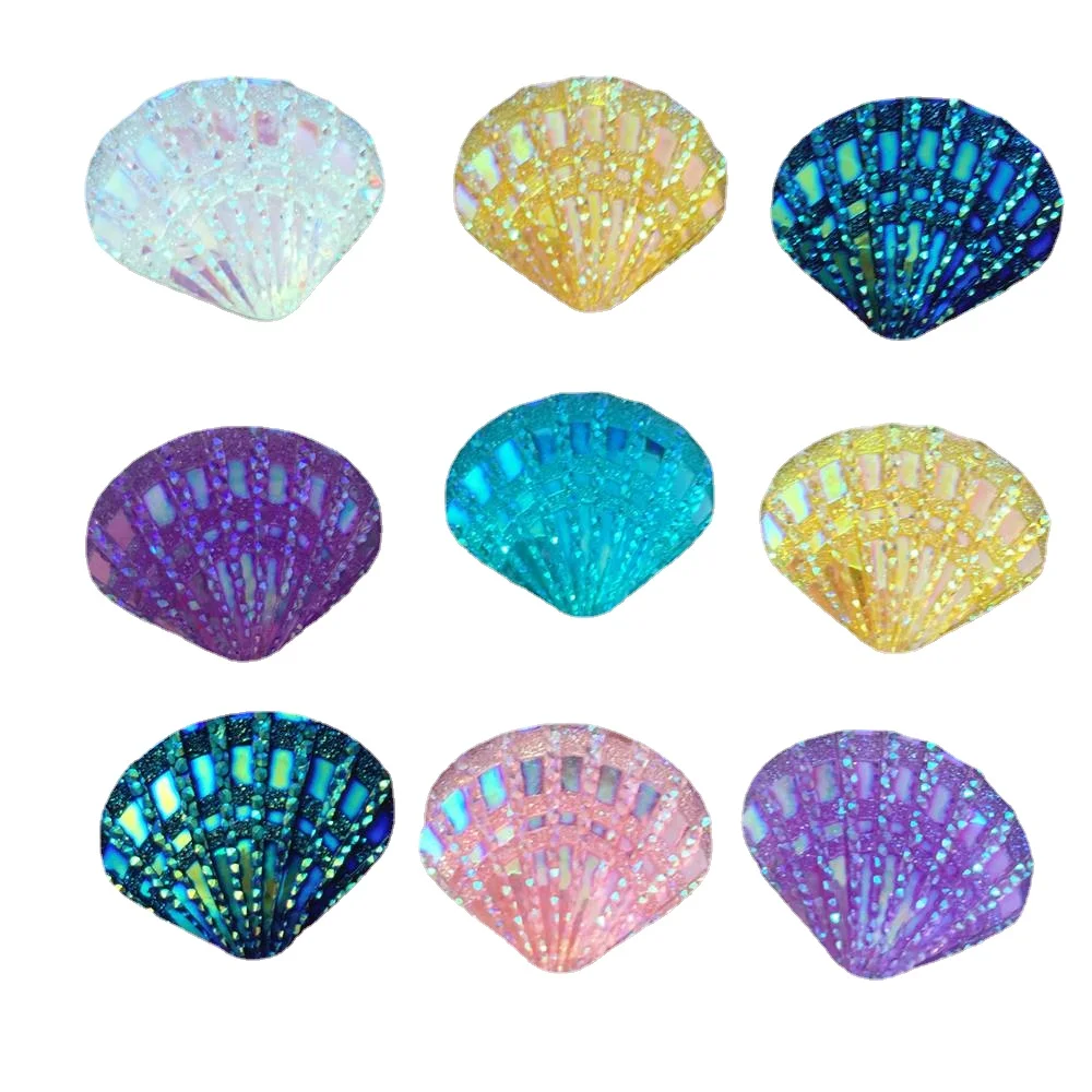 40PCS-Glitter-AB-Resin-Crystal-Shell-Flatback-Rhinestone-Scrapbook ...