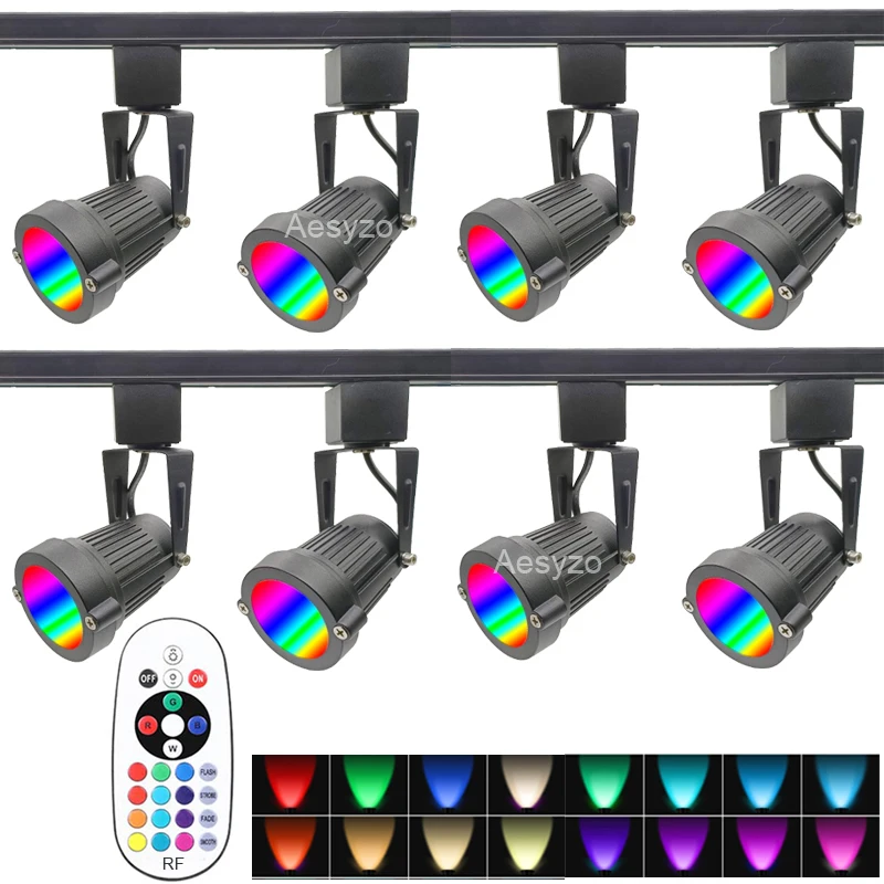 10W RGB Warm White Dimmable LED Track Light Head Indoor Spotlight Color ...