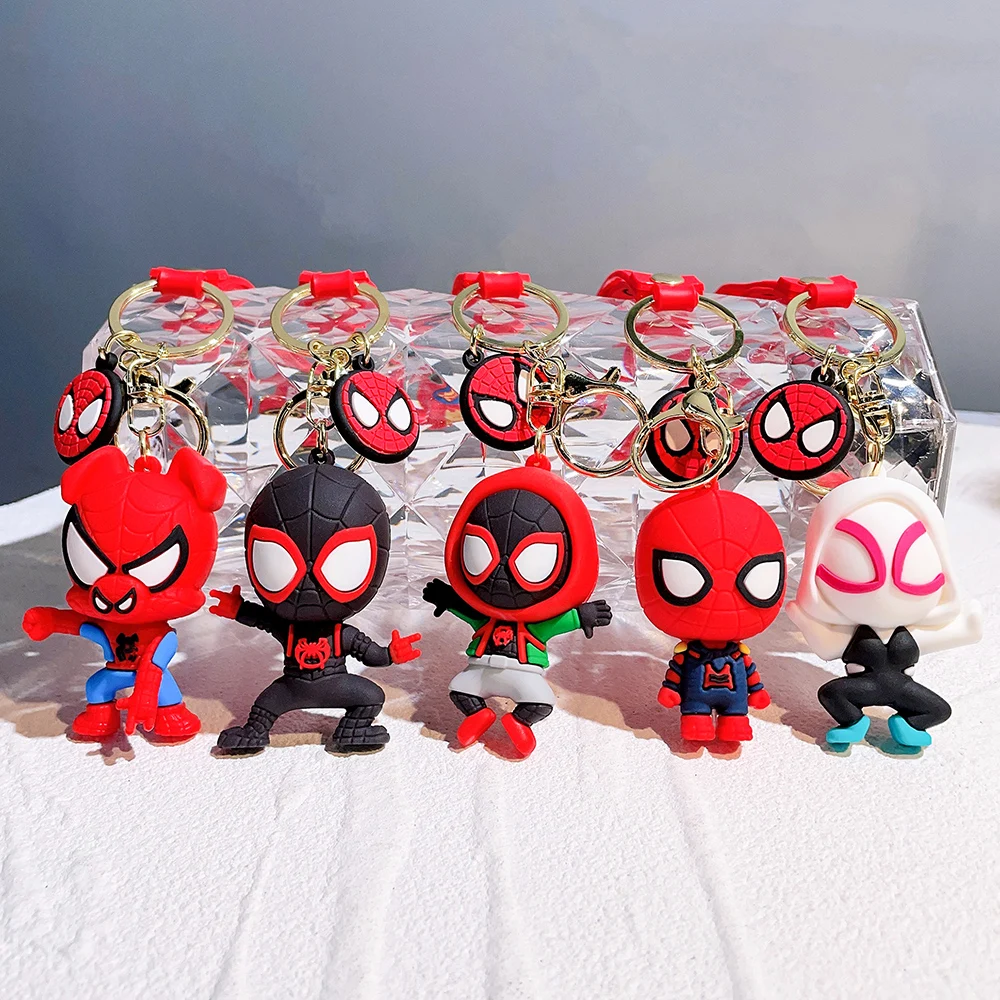 Cute-Cartoon-Spiderman-Silicone-Keychains-Marvel-Superhero-Pendant ...