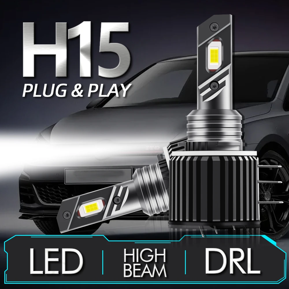 LED Headlight Bulb H15 High Beam DRL Daytime Running Light For A3 A5 A6 ...