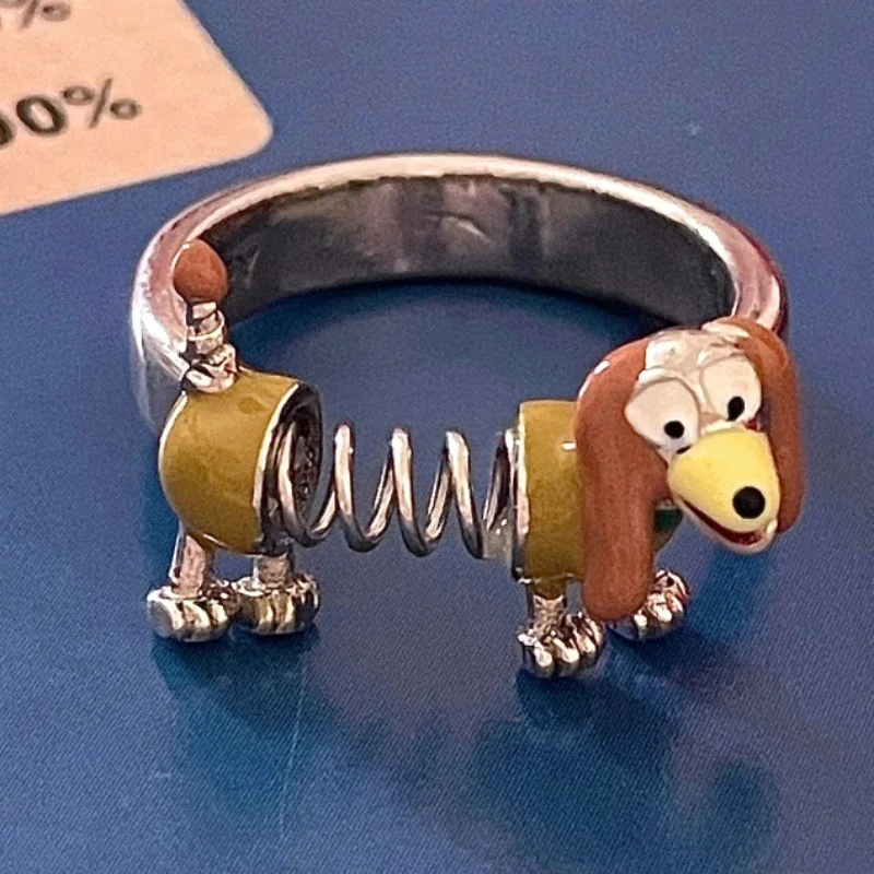 Slinky-Dog-Ring-Female-Niche-Design-Adjustable-Unisex-Alloy ...