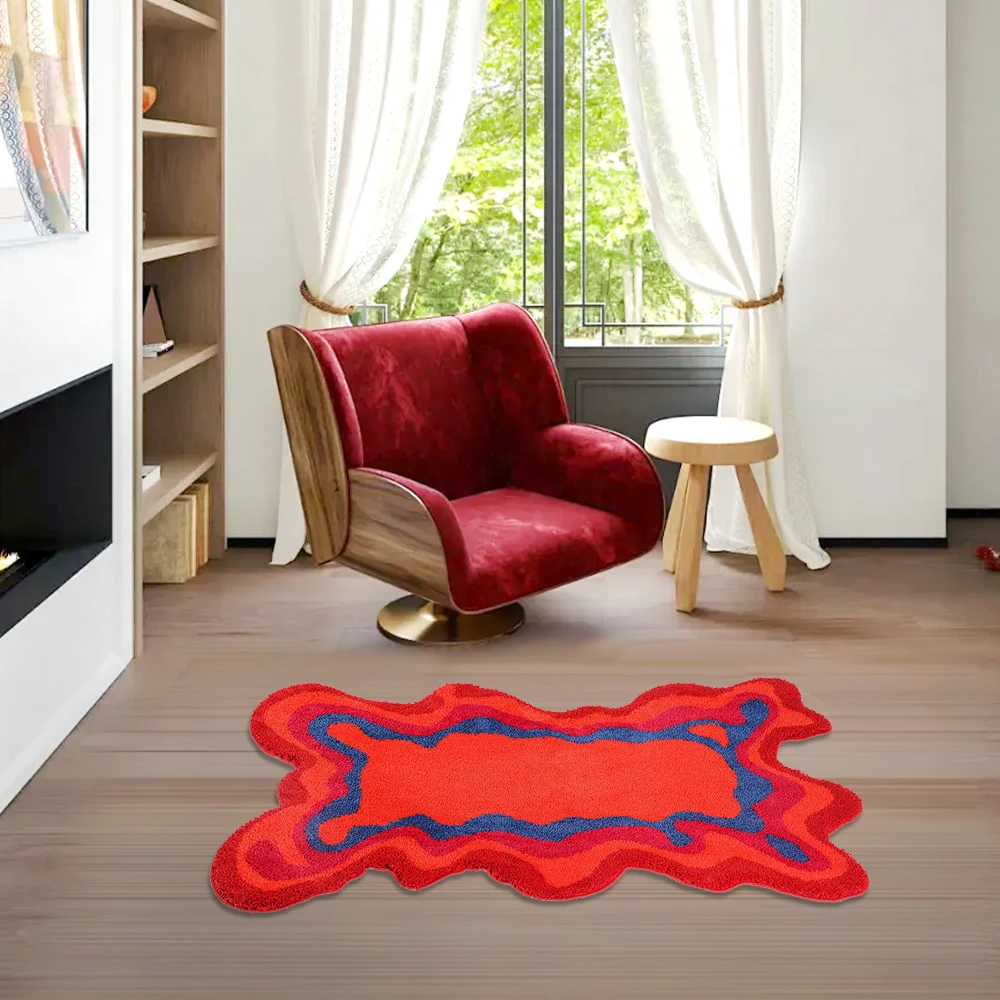 70s Retro Psychedelic Groovy Tufted Rug for Living Room Bedroom Fluffy ...