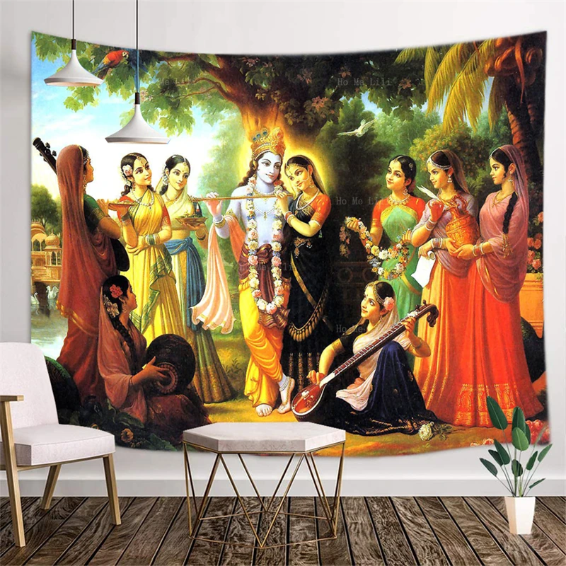 Lord Krishna With Gopis 3d Wallpaper