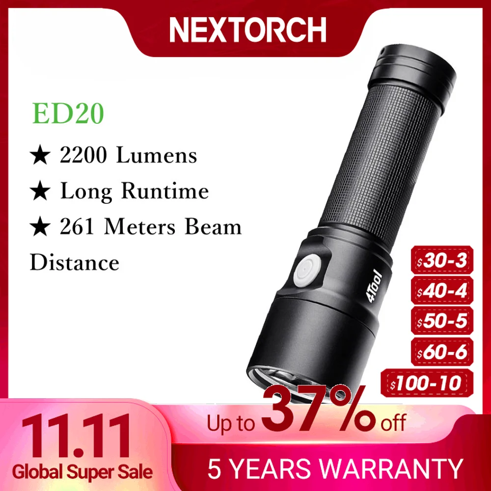 Nextool 2200 Lumens Super Bright Rechargeable Led Flashlight Torch ...