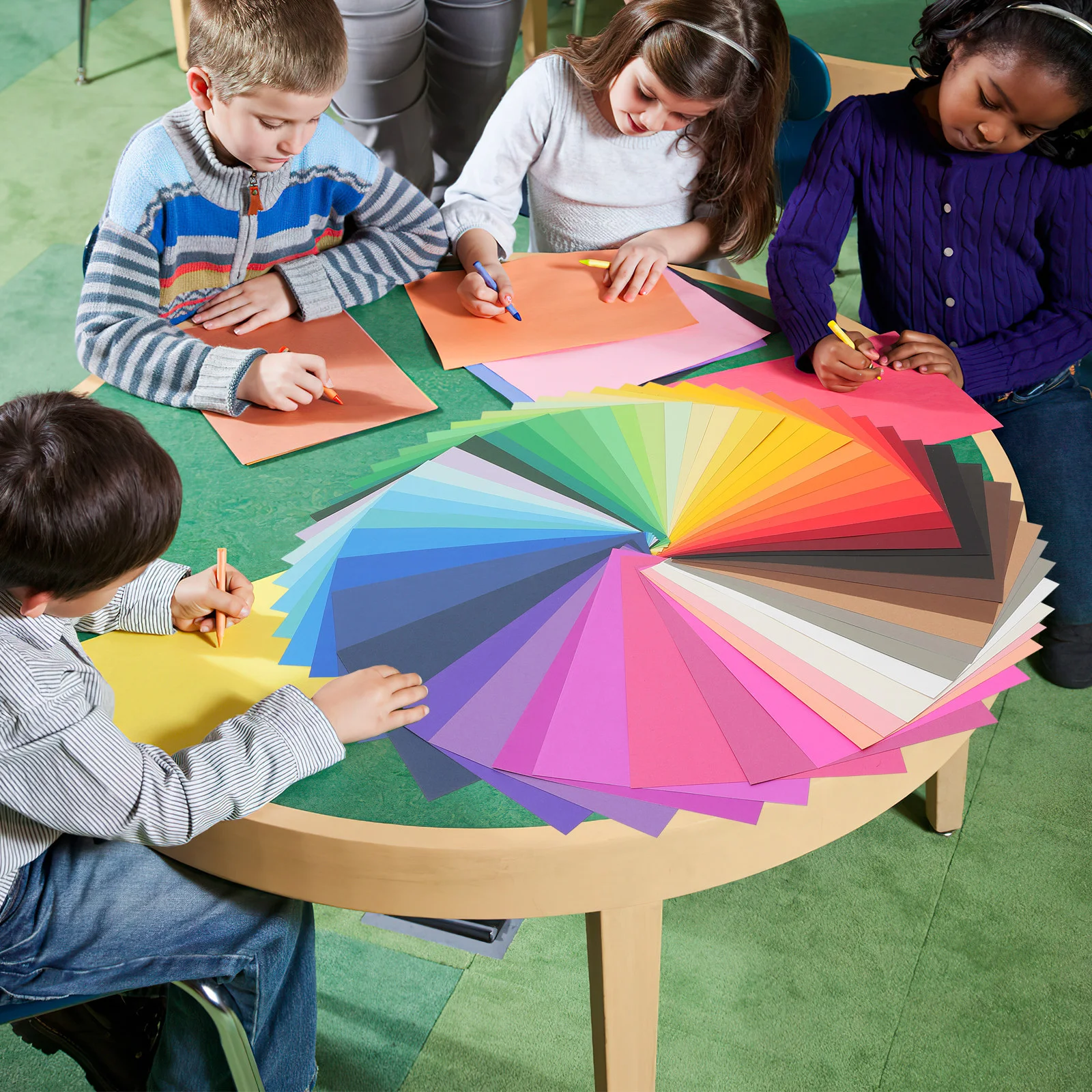 50-Sheets-Color-Cardboard-A3-Paper-Origami-Kid-Crafts-Colorful-Papers ...