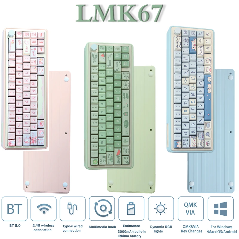LMK67 Customized Mechanical Keyboard Kit Hot-swappable Bluetooth 2.4G ...