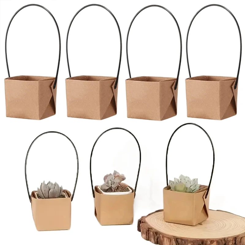 Kraft Paper Succulent Hand-held Paper Box Succulent Potted Plant Box ...