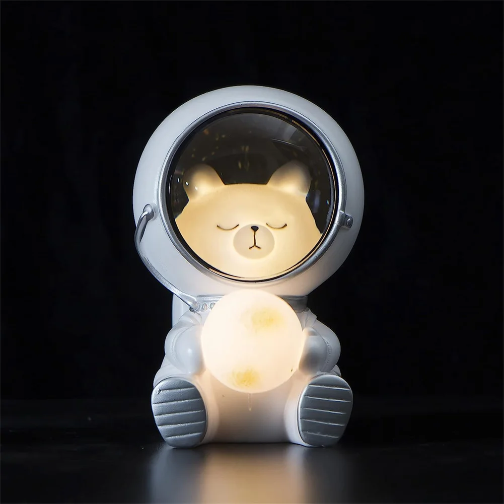 Cute-Animal-Astronaut-LED-Night-Light-Resin-Cartoon-Spaceman-Cat-Moon ...