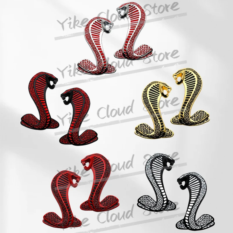 2pcs-Snake-Cobra-Decoration-Emblem-Car-Styling-3D-Metal-Badge-For-Ford ...