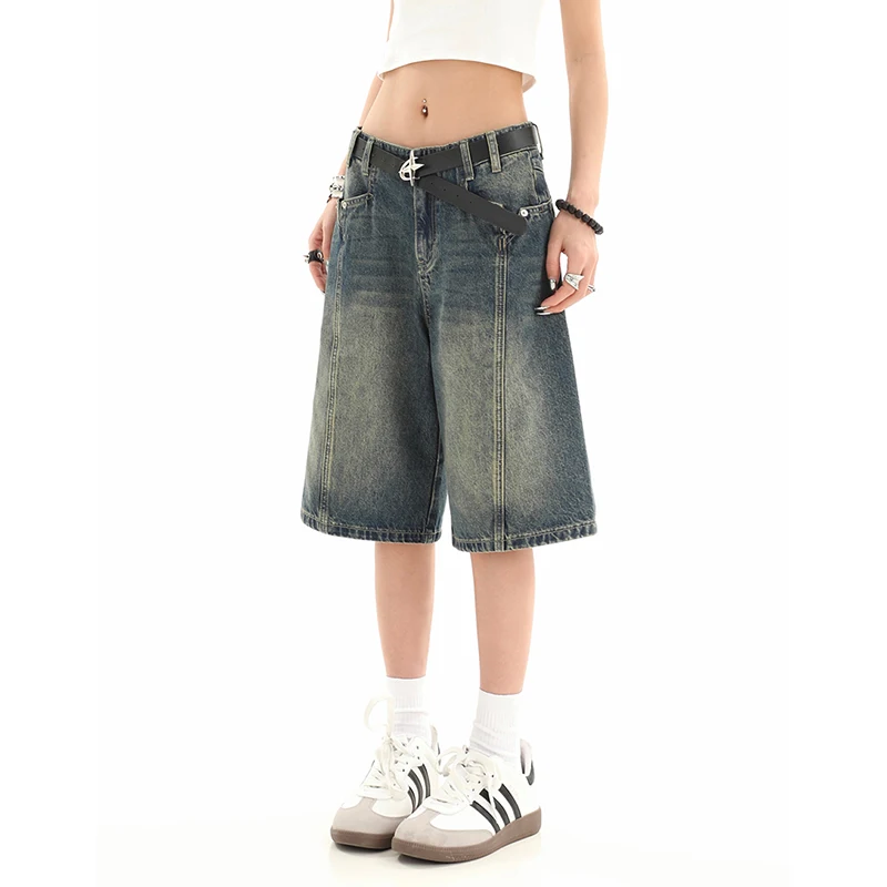 Versatile-American-Fashion-Y2k-Denim-Shorts-Women-Korean-Style-Baggy ...