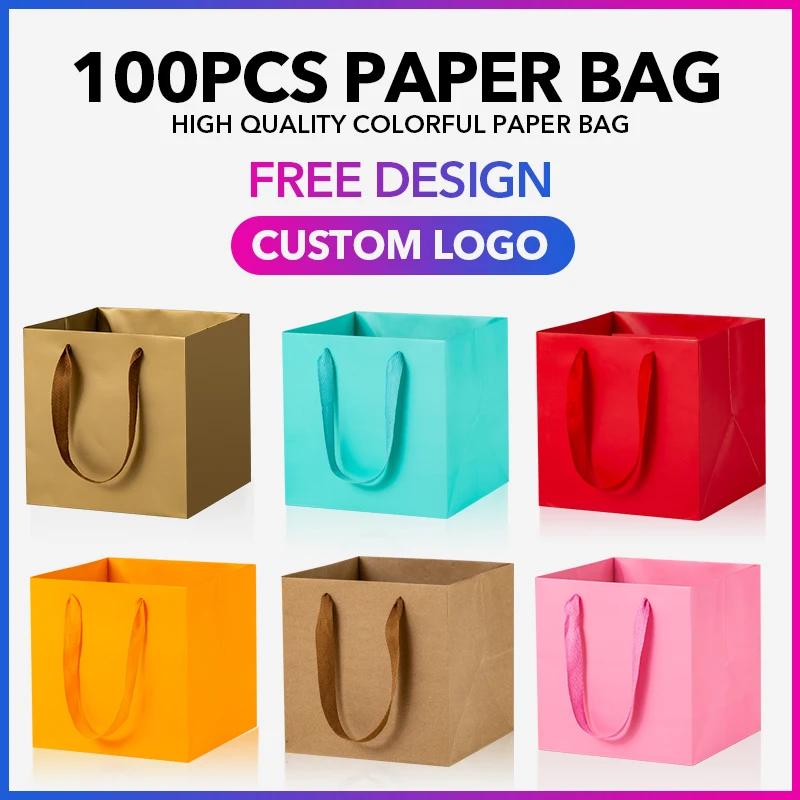 100Pcs-lot-Personal-Square-Paper-Bag-Flower-Bag-Hot-Stamping-Printing ...