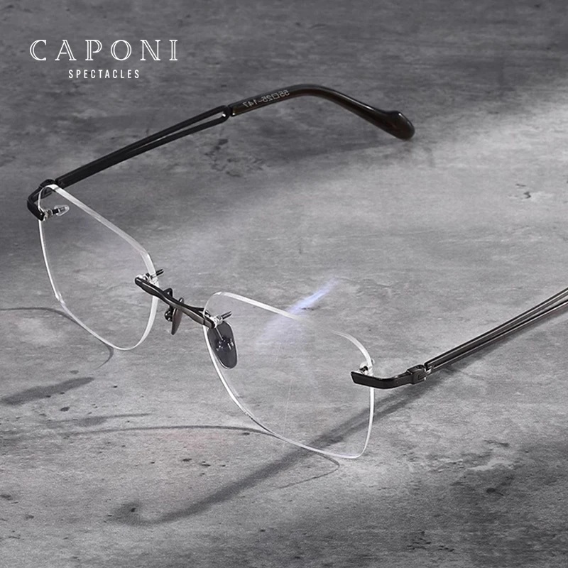 CAPONI-Rimless-Men-s-Eye-Glasses-Memory-Titanium-Simple-Anti-Blue-Light ...