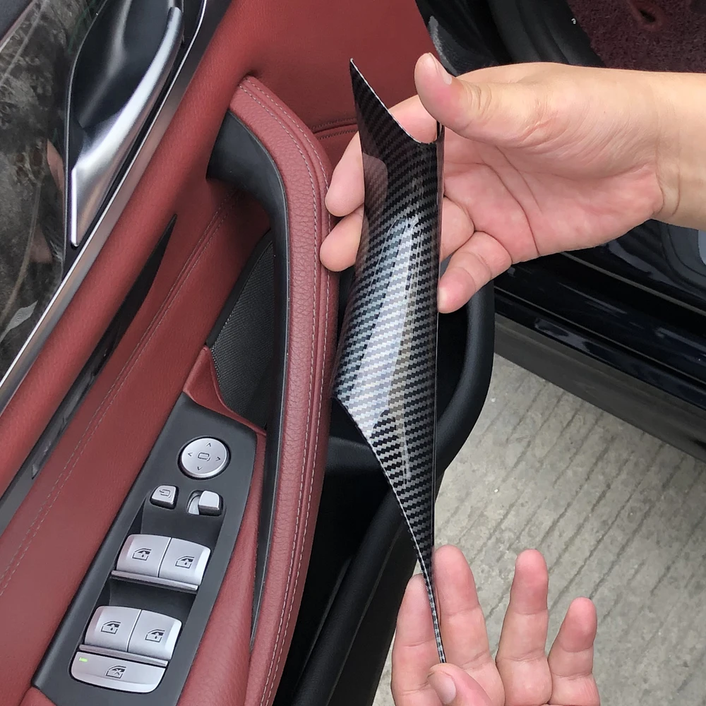 New Armrest Protective Trim Auto Carbon Style Interior Door Panel Grab ...