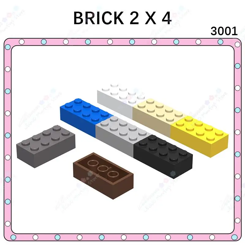 10PCS/LOT 3001 Brick 2 X 4 MOC Parts Building Blocks DIY Small Particle ...