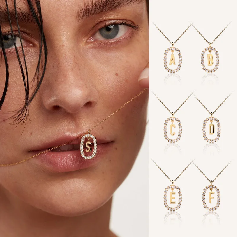 Neue-Mode-925-Sterling-Silber-Monogramm-Halskette-Initial-Anh-nger-Halsband-Partei-Geschenk ...