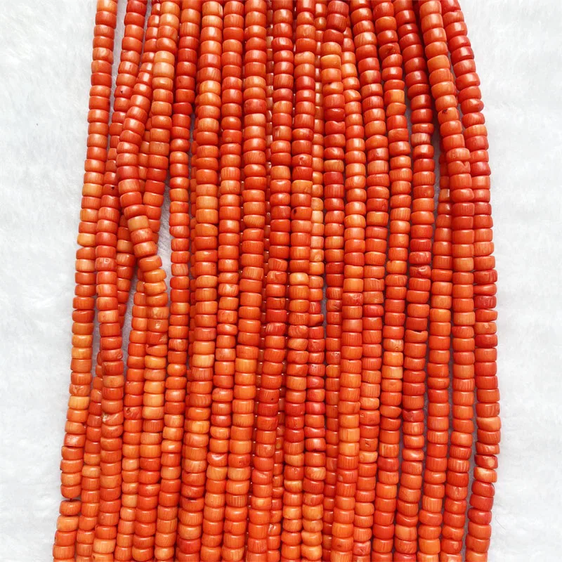 Rare-4-6MM-Orange-Red-Coral-Heishi-Gem-Stone-Flat-Round-Disk-Beads ...