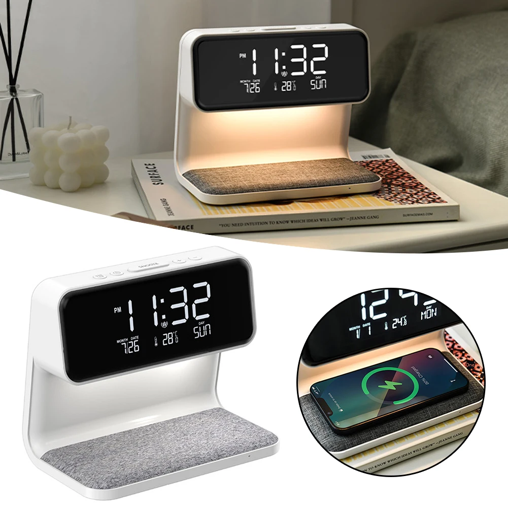 Simple-Clock-Desk-Lamp-With-Wireless-Charging-Fashion-Multifunctional ...