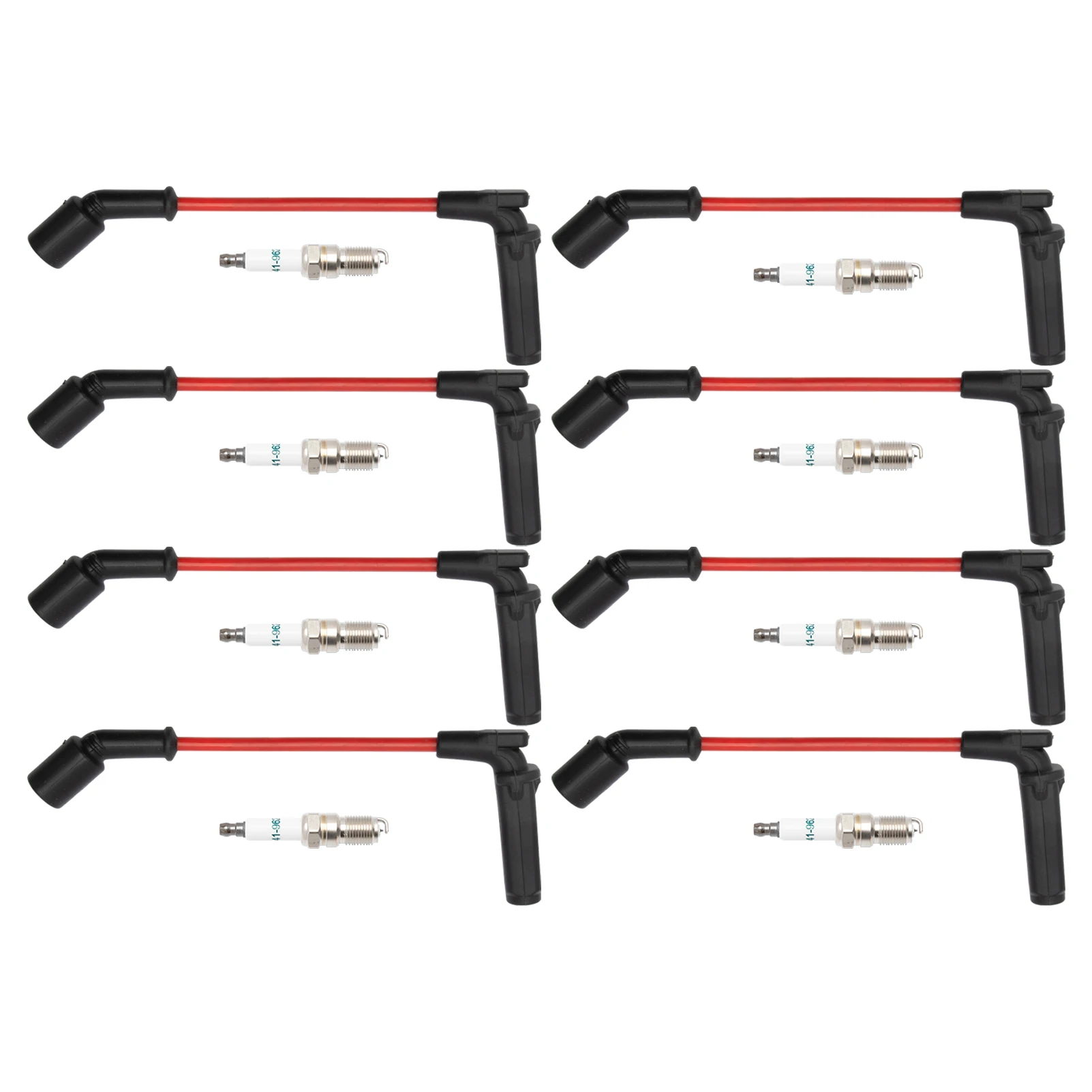 Spark Plug Wires Set 9748HH 8.0mm Red + 41-962 Spark Plugs For Cadillac ...